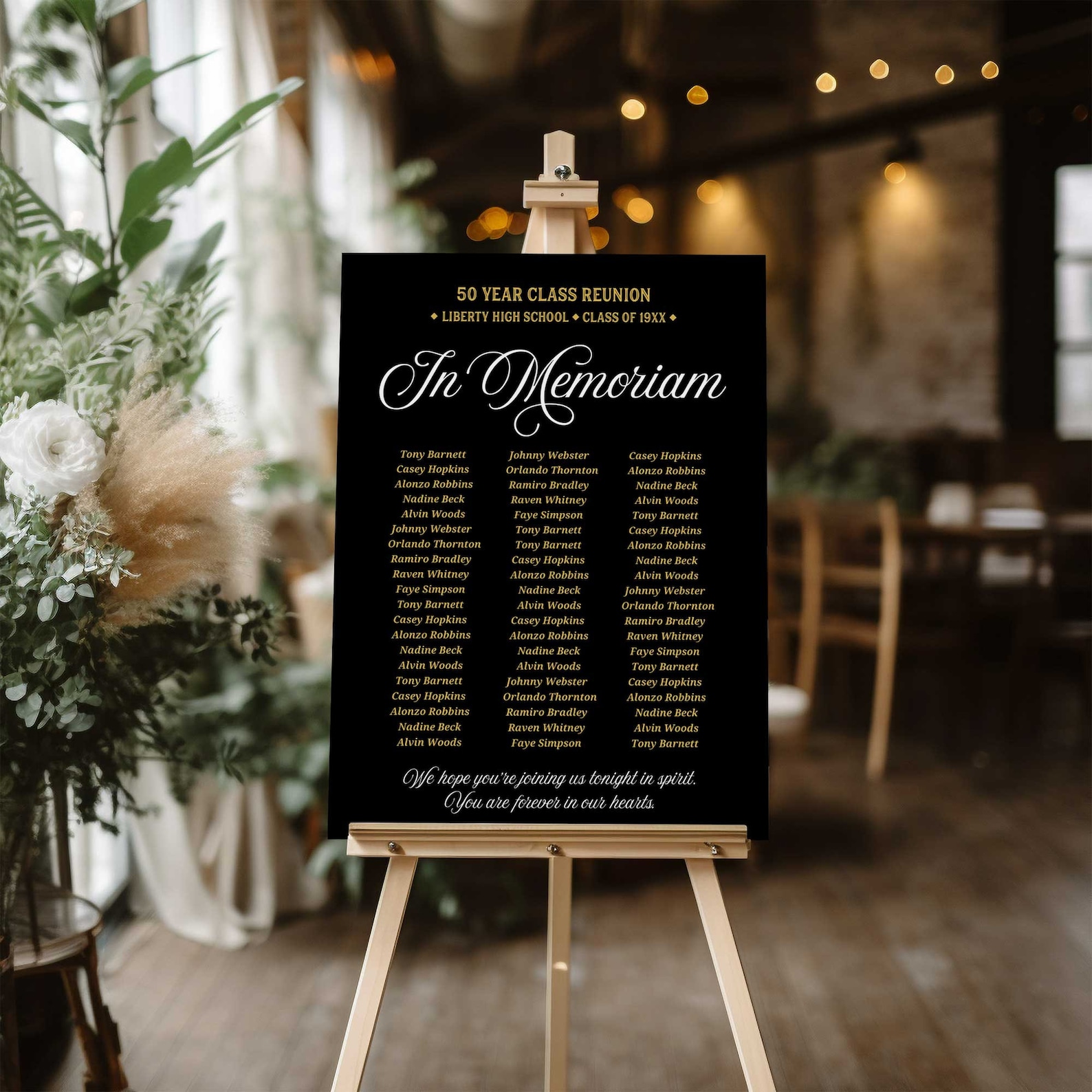 Reunion Memorial Board, in Memory of Classmates Sign, Class Reunion ...