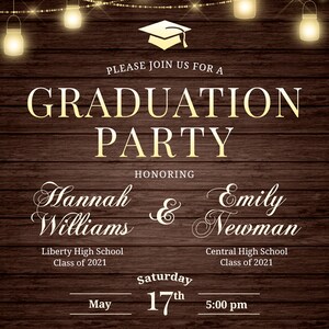 Twin graduation party invitation rustic Twin graduation | Etsy