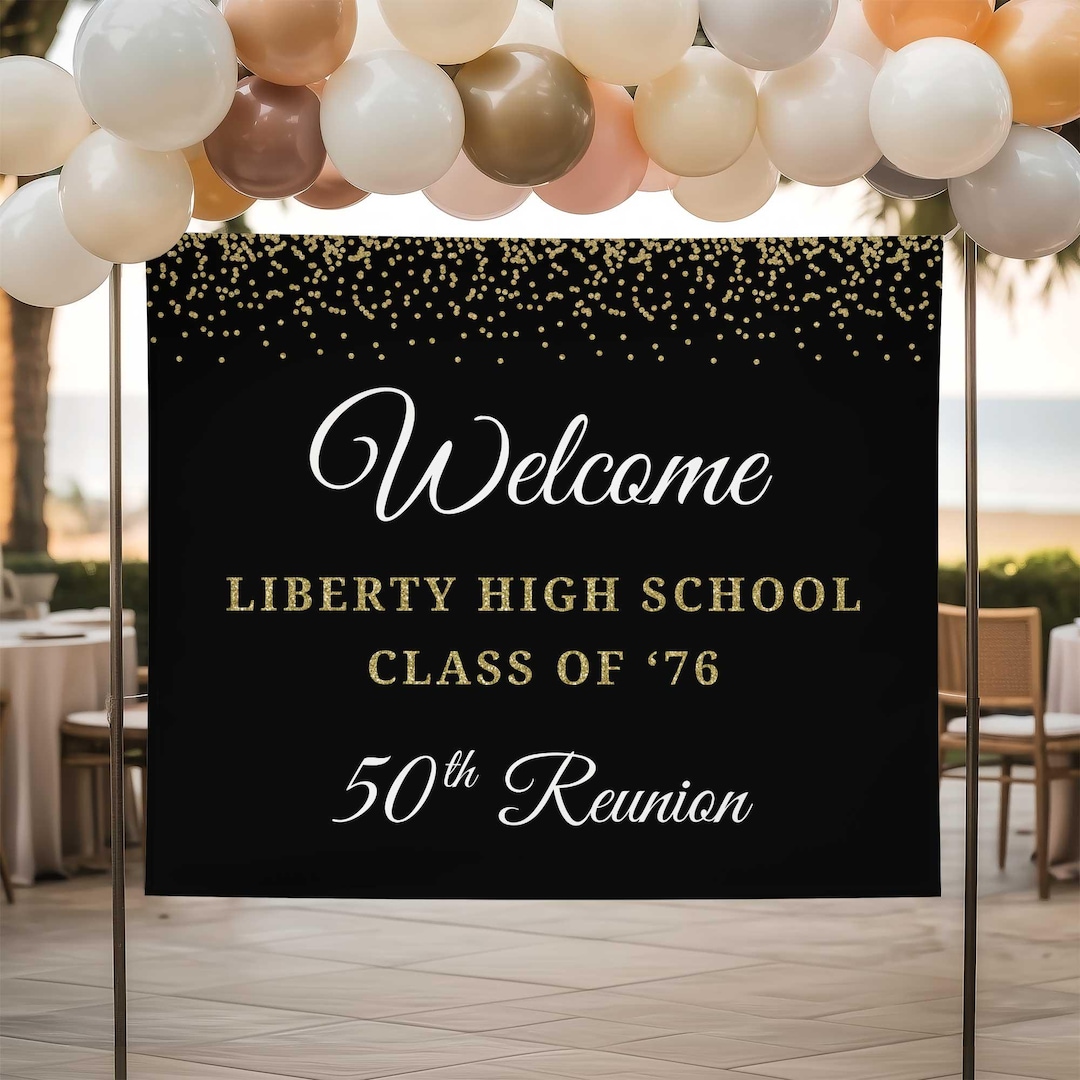 Class of 1976 Reunion Banner, Black and Gold Decor (printed or Digital ...