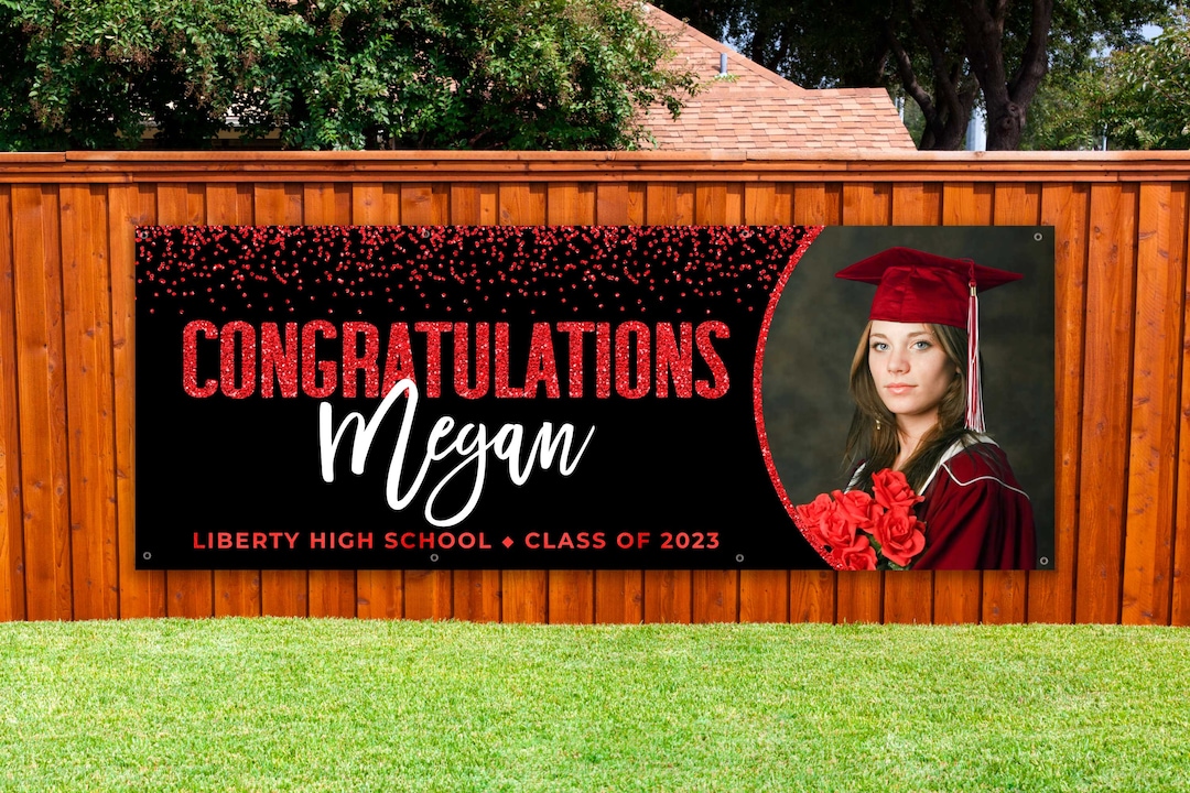 Graduation Banner Red and Black Graduation Decorations 2023 Backdrop ...