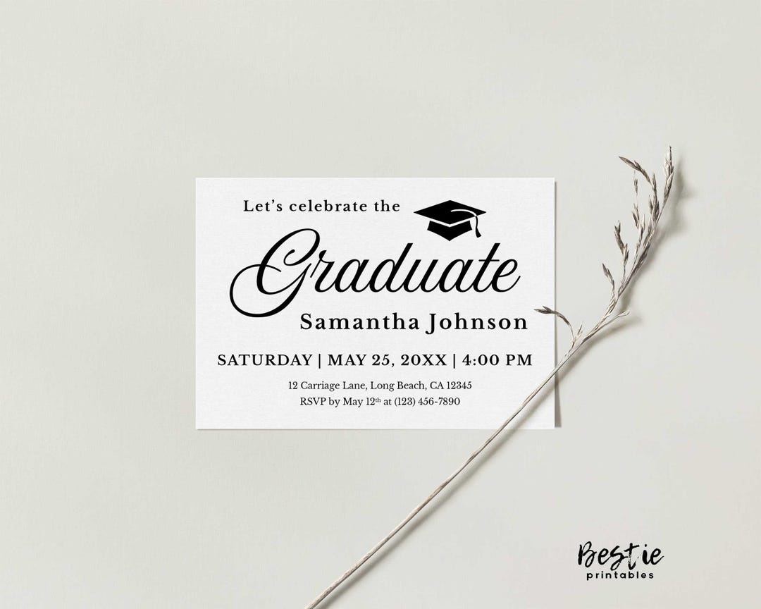 Graduation Party Insert Card Printable Template Inserts 3 Size Options ...
