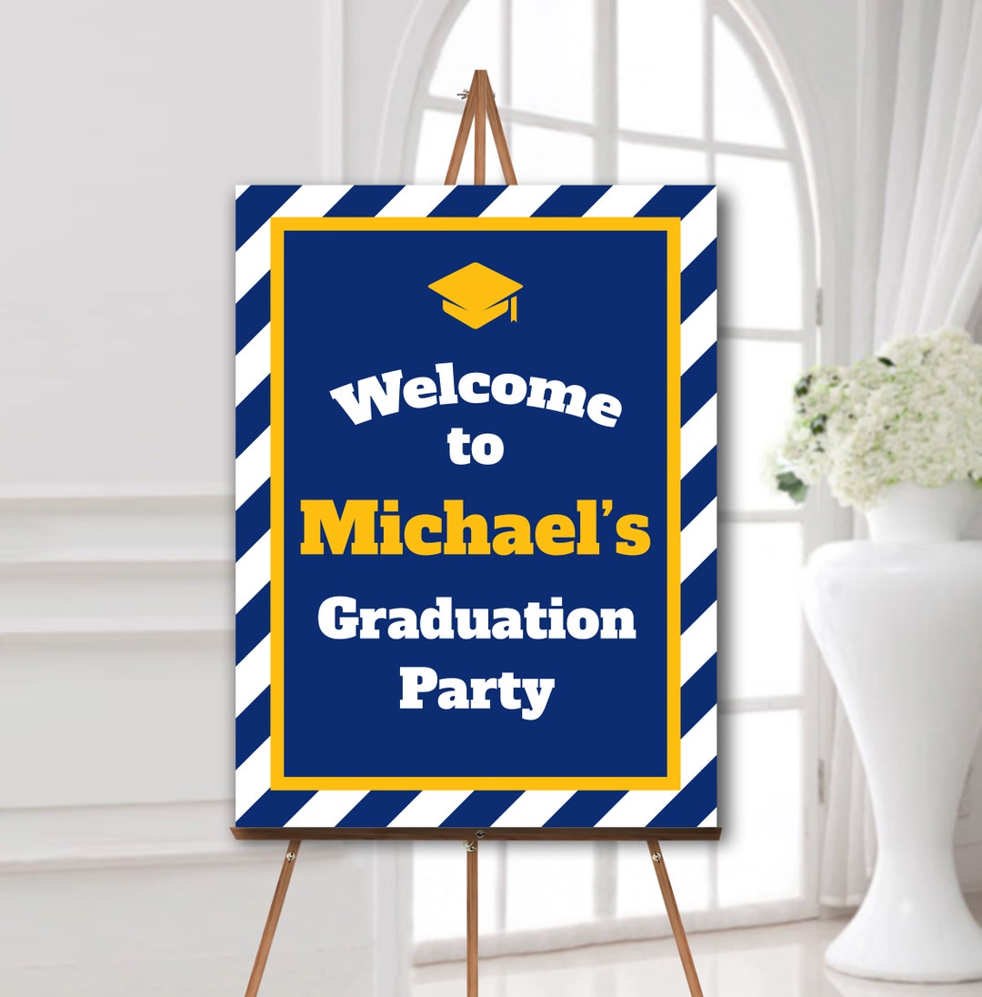Graduation Welcome Sign for Boy Graduation Welcome Poster Blue and ...