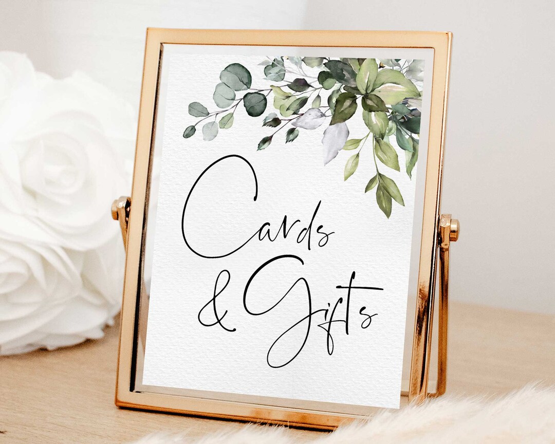Greenery Cards and Gifts Sign Printable Bridal Shower Download Wedding ...