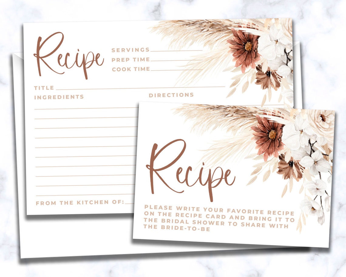 Boho Recipe Card and Request Card Printable Bohemian Theme - Etsy