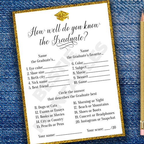 Graduation Party Game Boy Printable Graduation Game Cards How - Etsy