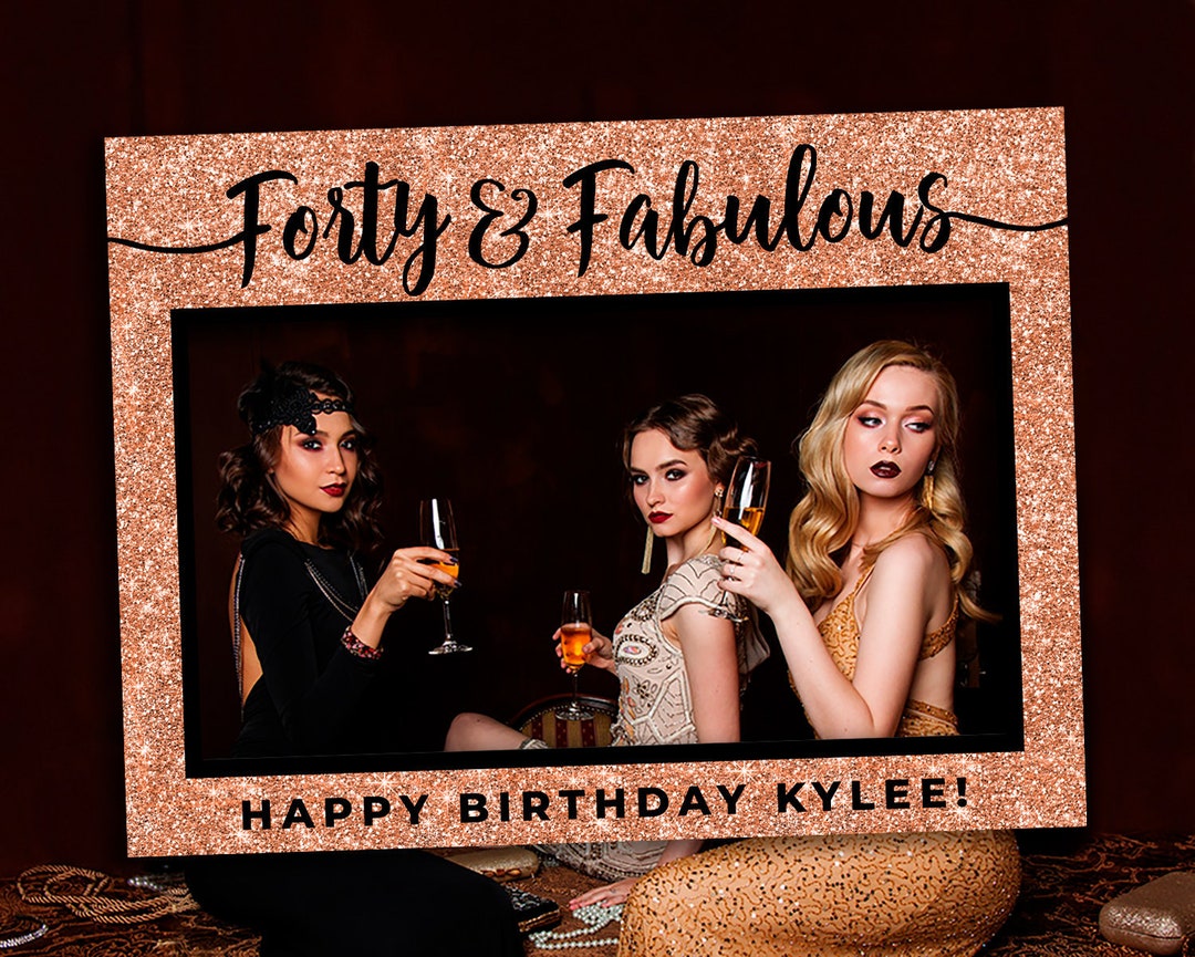 40th Birthday Photo Booth Frame Rose Gold 50th Birthday Decoration 30th ...