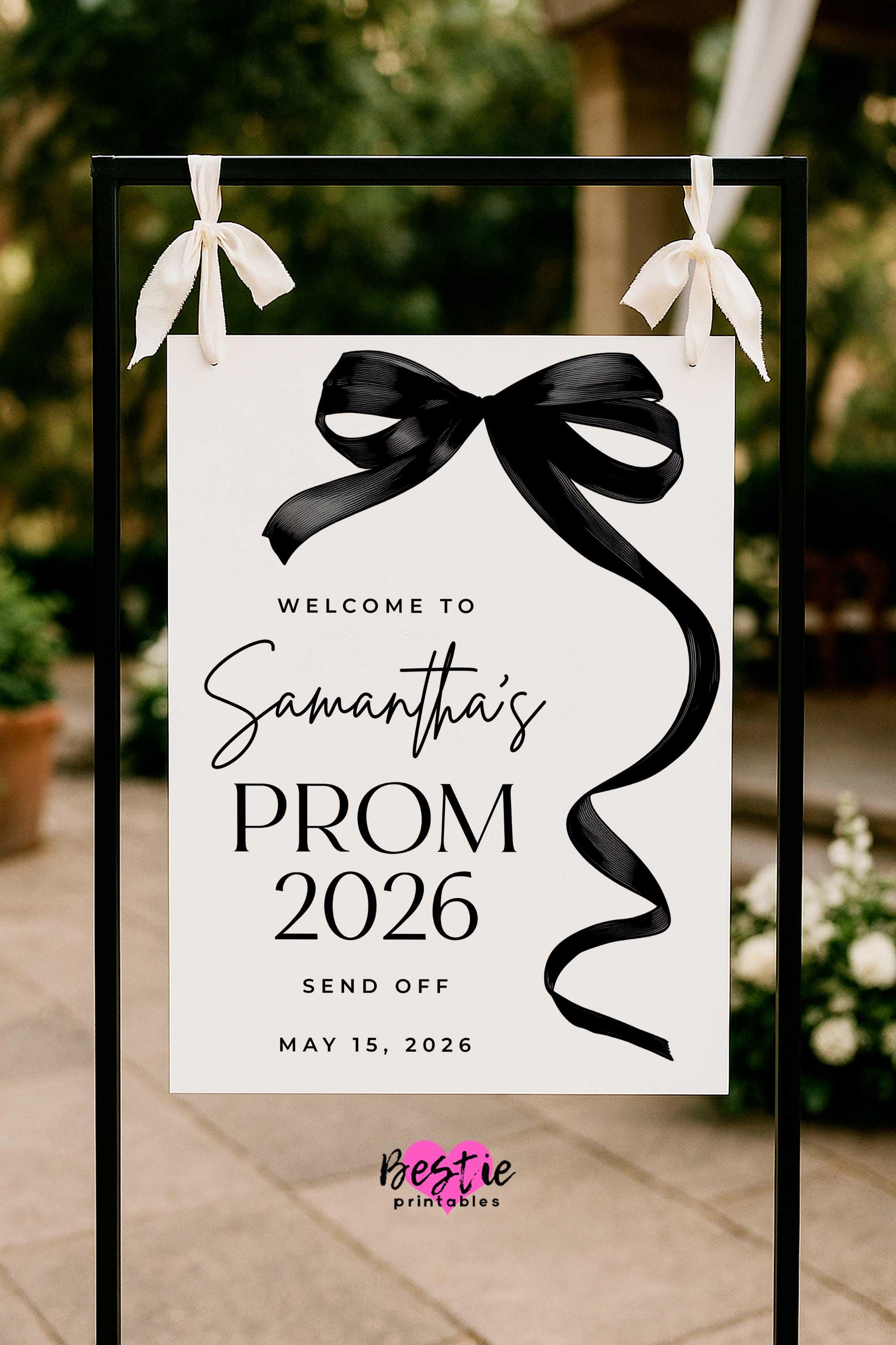 Prom Send off Sign, Black Bow Decor, Coquette Theme (shipped Poster ...