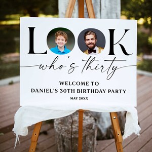 Look Who's 30 Welcome Sign With Pictures, 30th Birthday Party Poster ...
