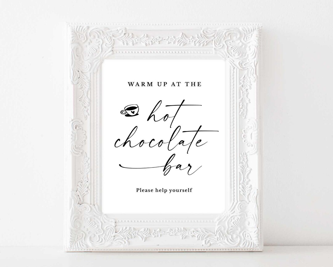 Hot Chocolate Bar Printable Sign, Hot Cocoa Sign Download, Christmas ...