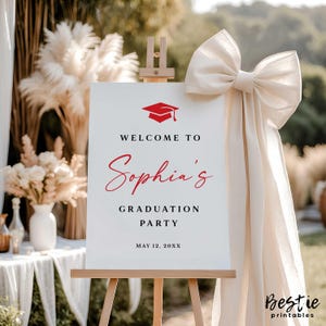 Red Graduation Welcome Sign, Custom Graduation Board for Easel ...