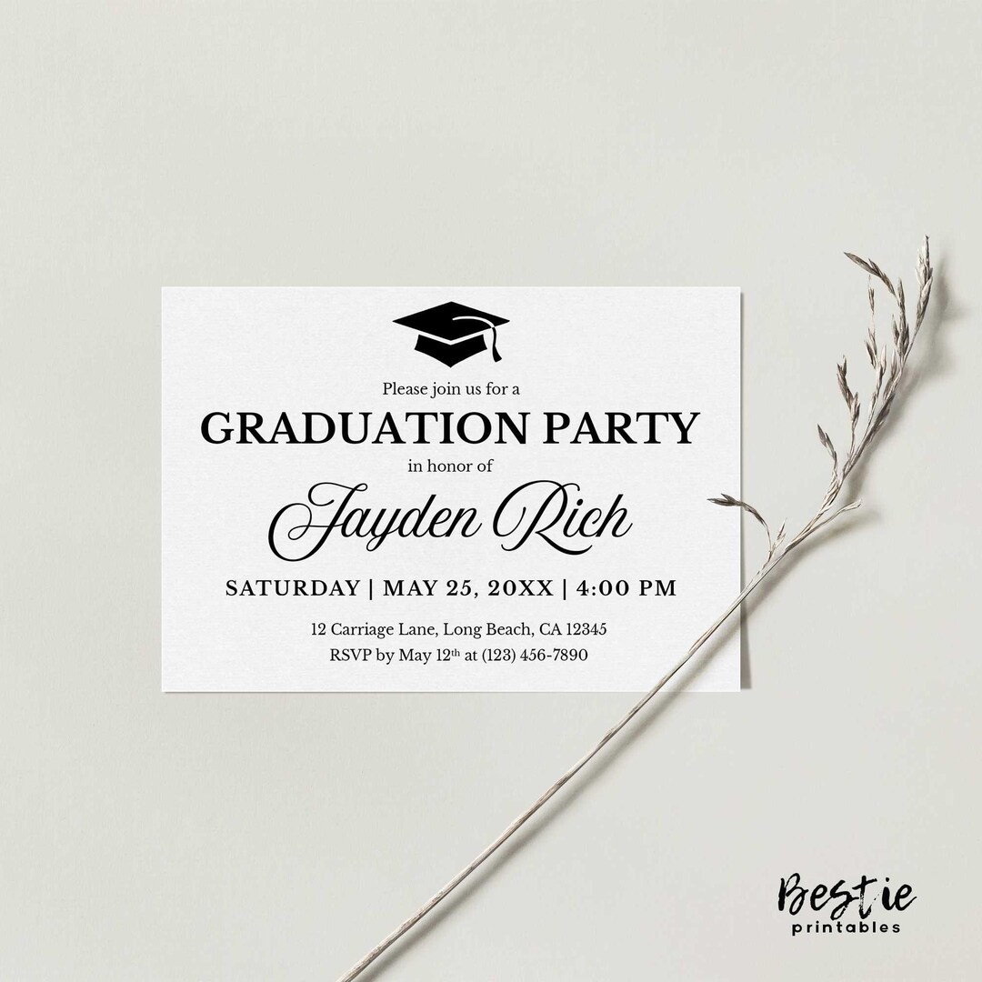 Graduation Party Insert Cards, 3.5 X 5 Inches, Printable Inserts, 3 ...