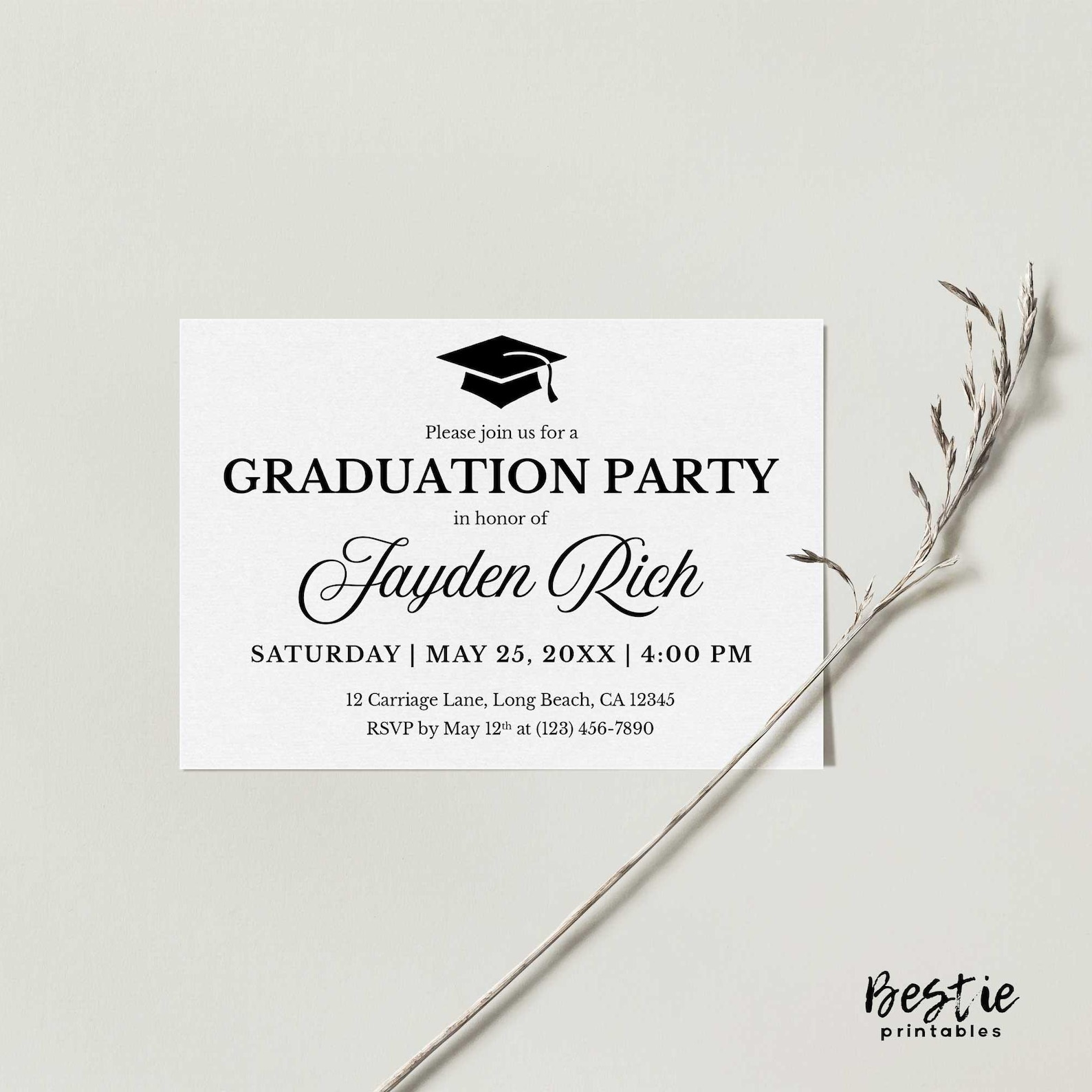 Graduation Party Insert Cards, 3.5 X 5 Inches, Printable Inserts, 3 ...
