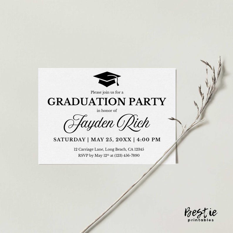 Graduation Party Insert Cards, 3.5 X 5 Inches, Printable Inserts, 3 ...