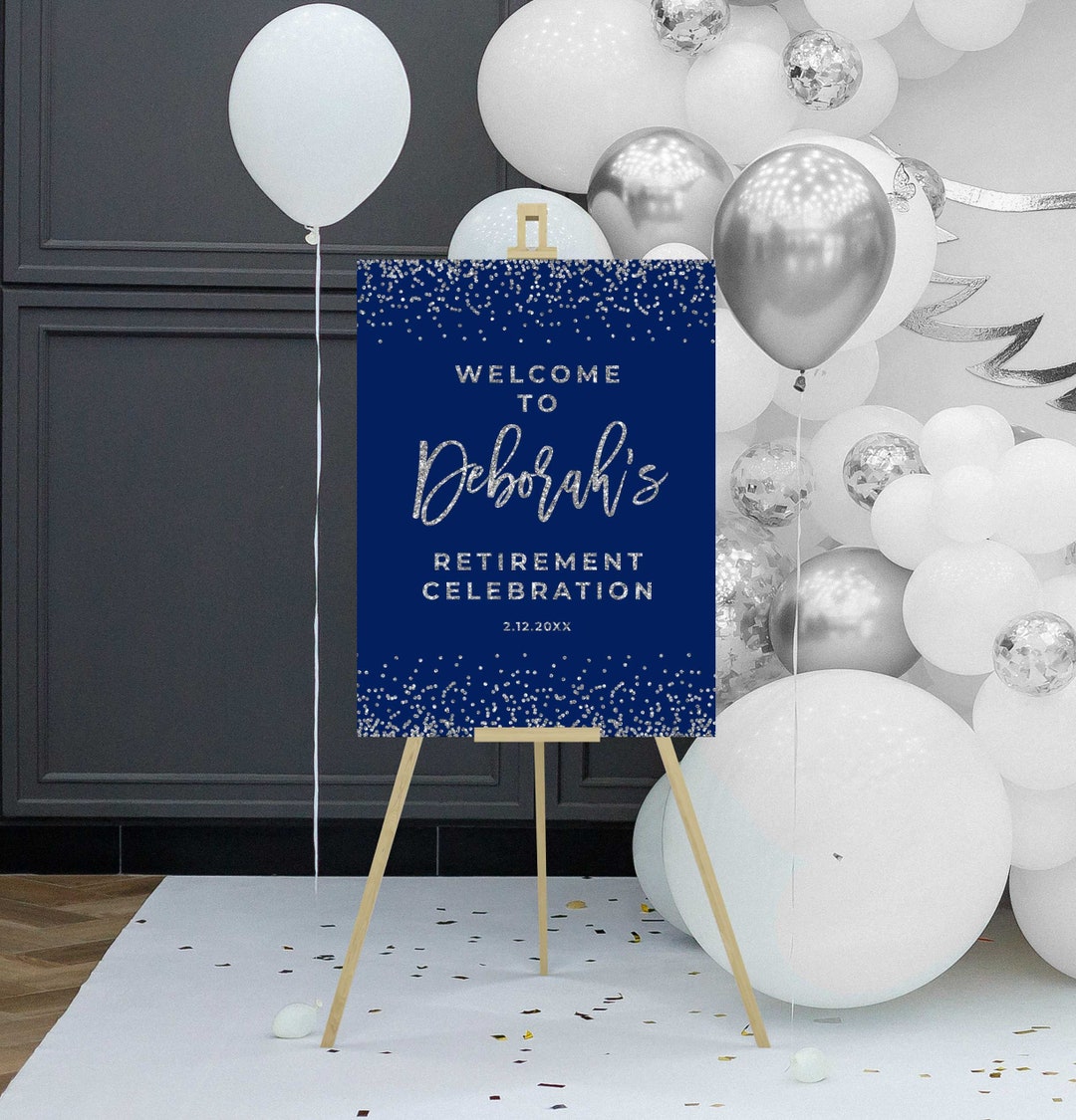 Retirement Party Decorations Navy Blue and Silver, Retirement Party ...