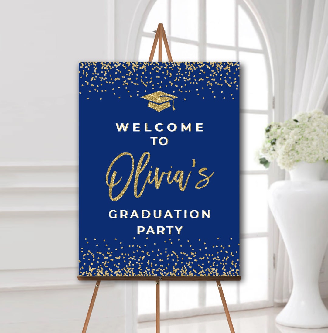 Blue and Gold Graduation Party Decorations Royal Blue - Etsy