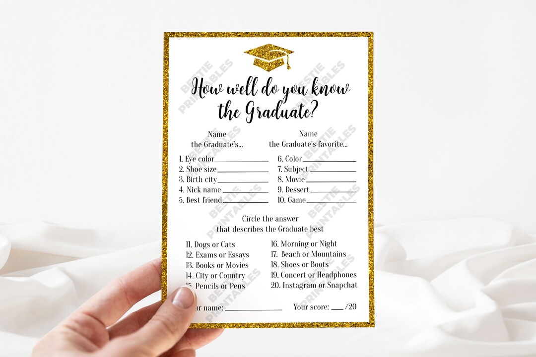 Graduation Game Cards Download Graduation Party Decoration Gold How ...