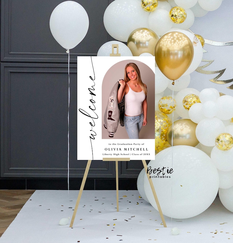 Photo Graduation Welcome Sign, Modern Grad Party Decor (digital or ...