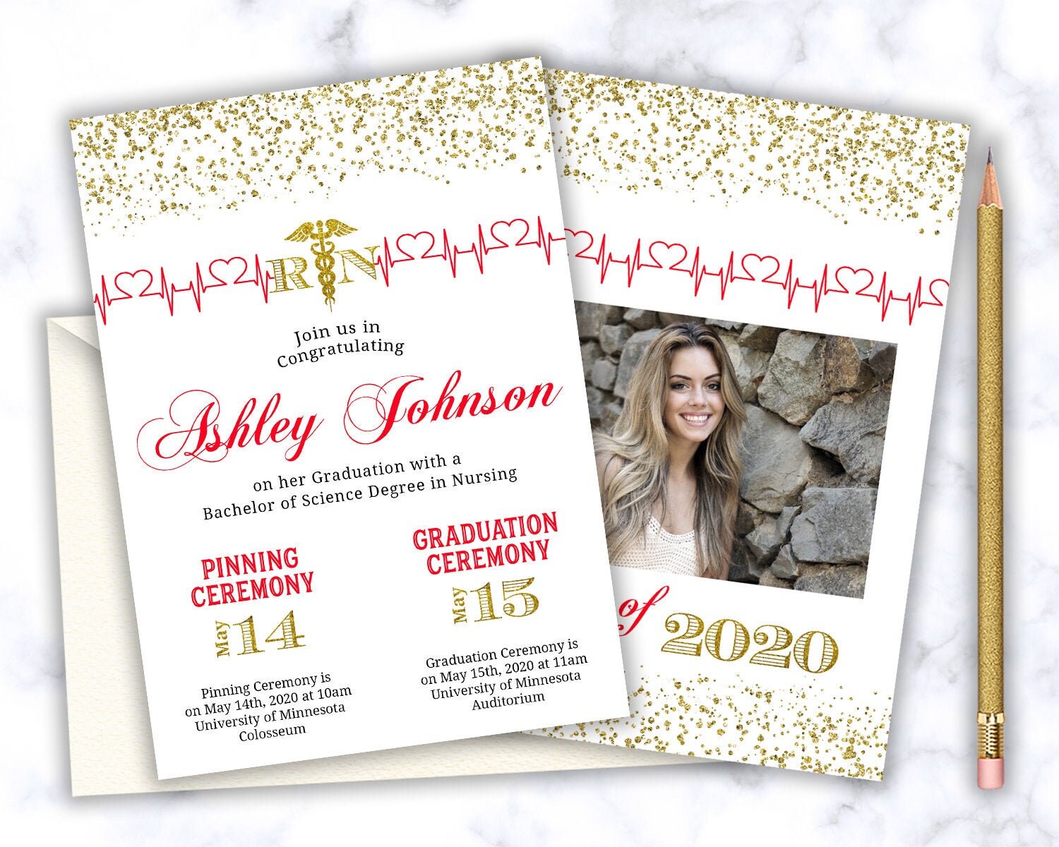Graduation and Pinning Ceremony Invitation With Picture Nurse ...