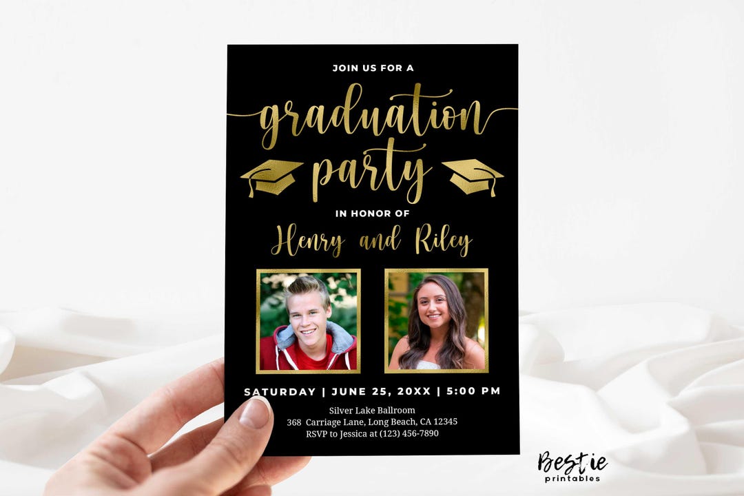 Graduation Party Invitation Siblings, Graduation Invitations With ...
