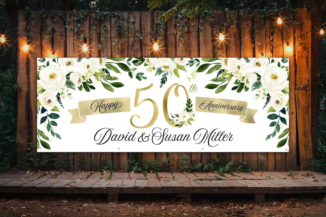 Happy 50th Wedding Anniversary Vinyl Banner Any Year Anniversary ...