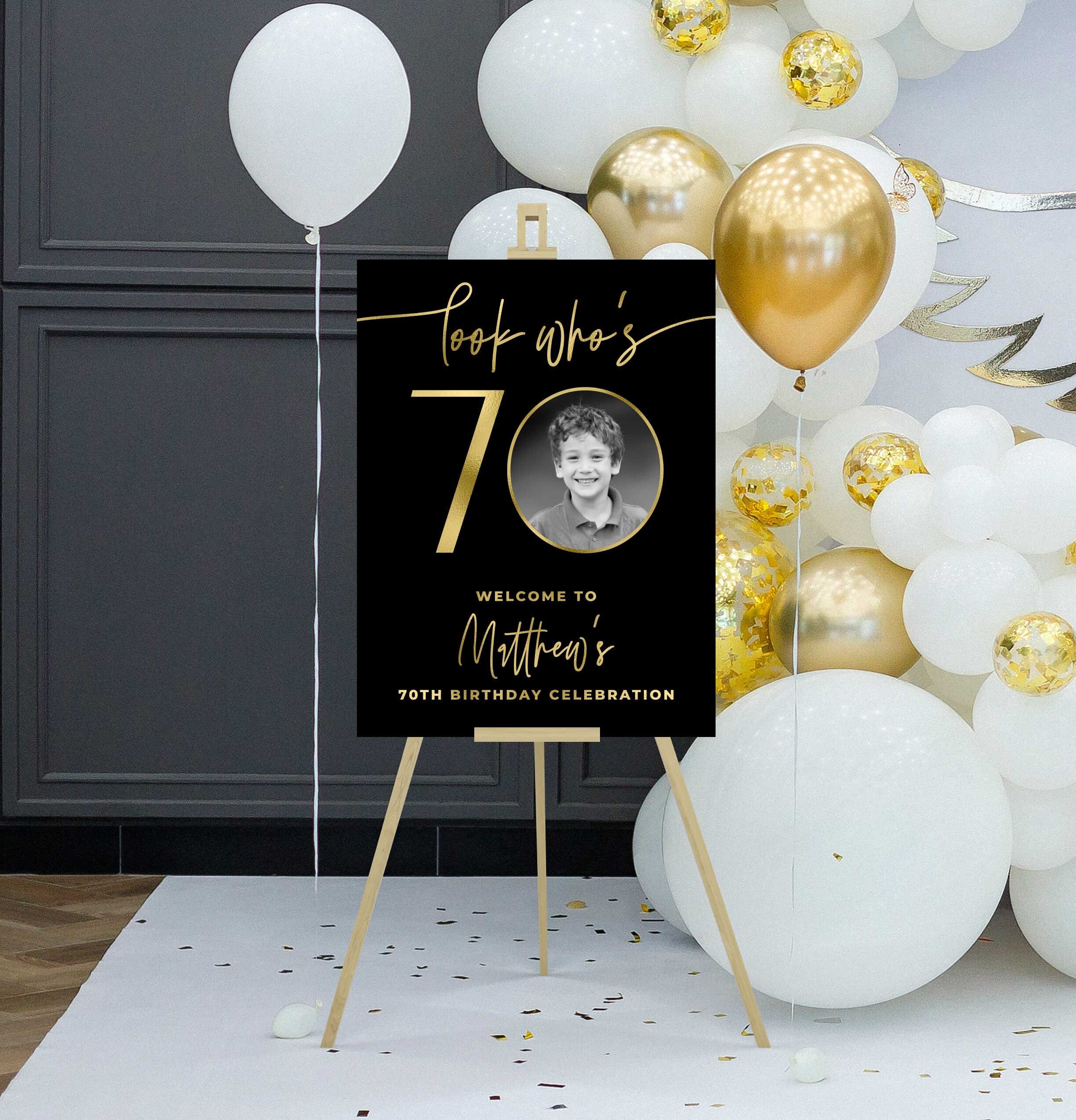 70th Birthday Welcome Sign With Photo, Look Who's 70, Foam Board, for ...