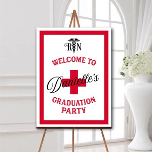 RN Graduation Party Sign Red, Nursing School Graduation Party ...