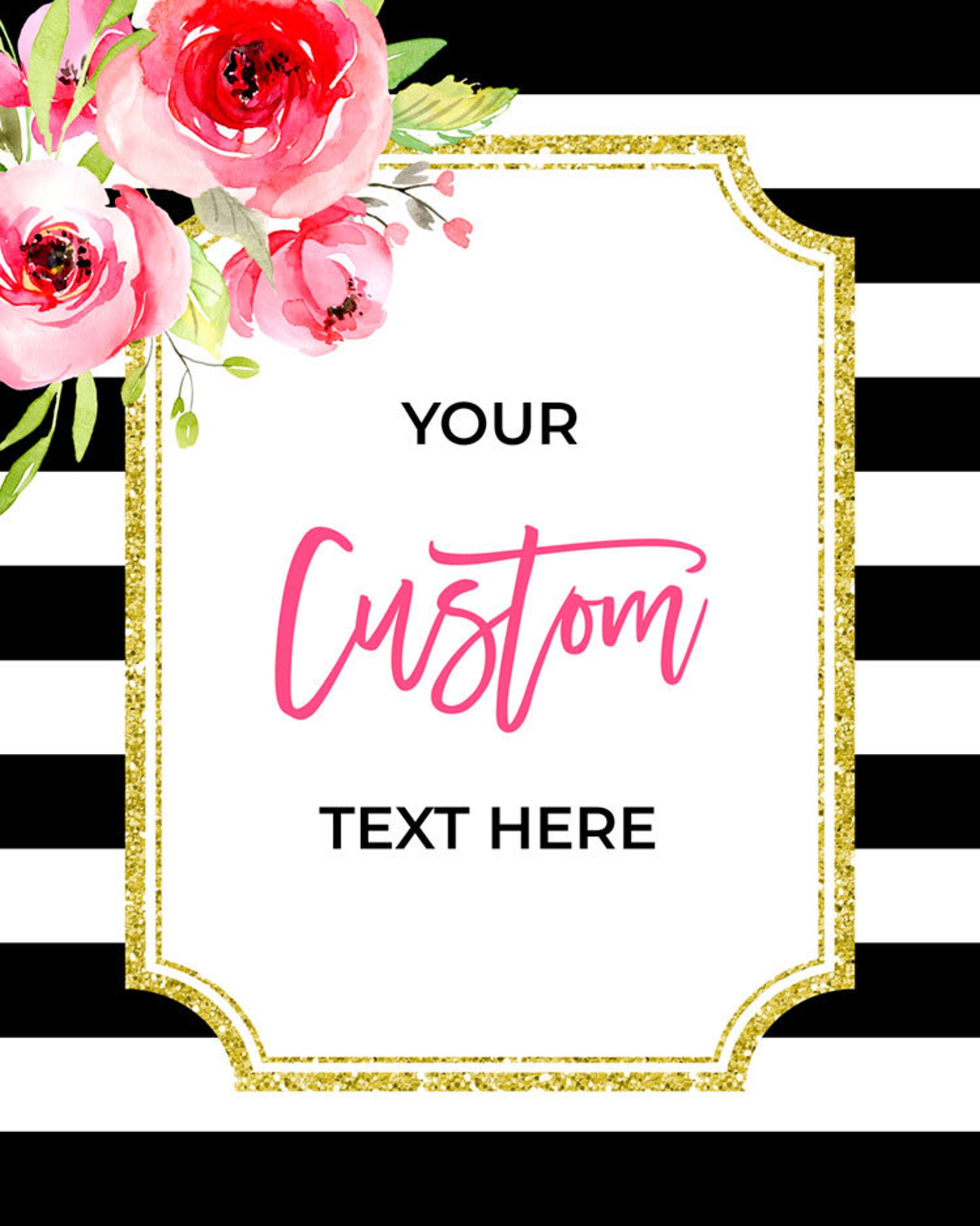 PRINTABLE Custom sign printable Custom sign pink flowers | Etsy