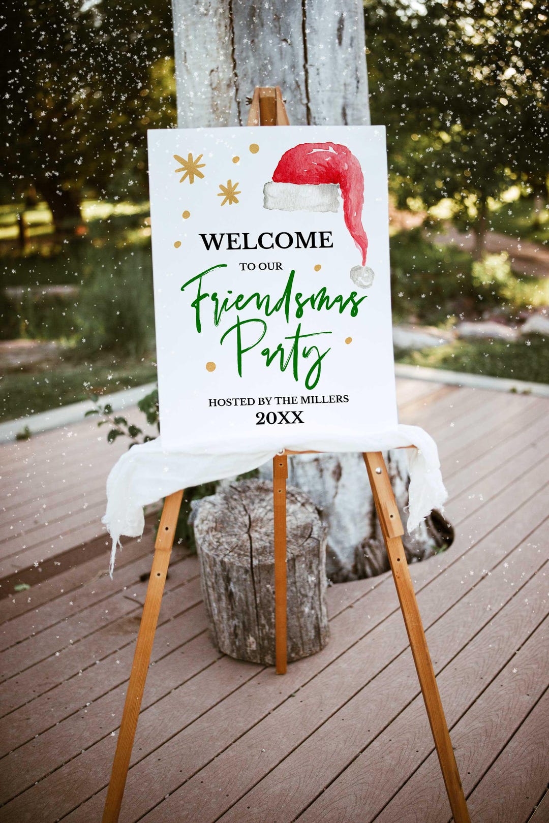 Friendsmas Christmas Party Welcome Sign, Red and Green Poster, Poster ...