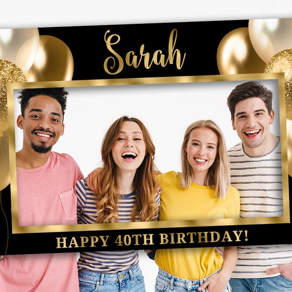 Black and Gold Birthday Frame - Etsy