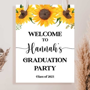 Sunflower Graduation Sign, Sunflower Graduation Party Decorations ...