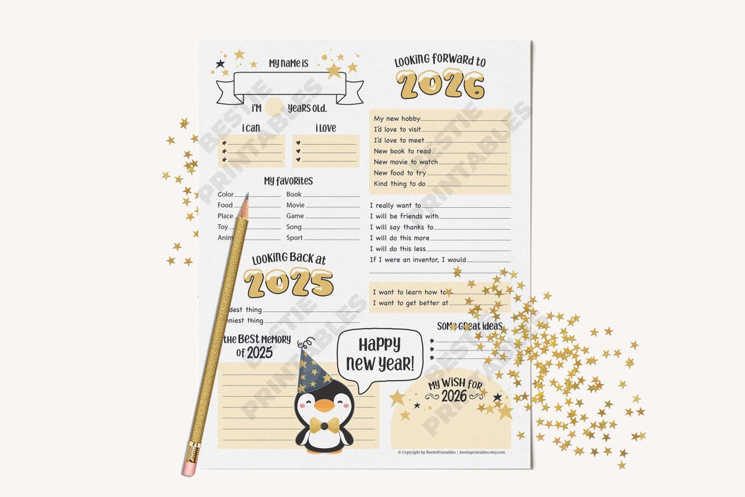 2026 New Years Resolution Printable for Kids, New Years Resolutions for ...