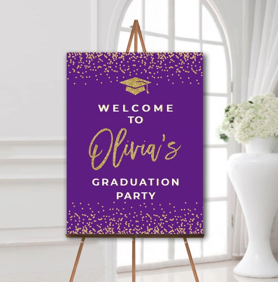 Purple And Gold Graduation Decorations Purple Graduation Party Welcome