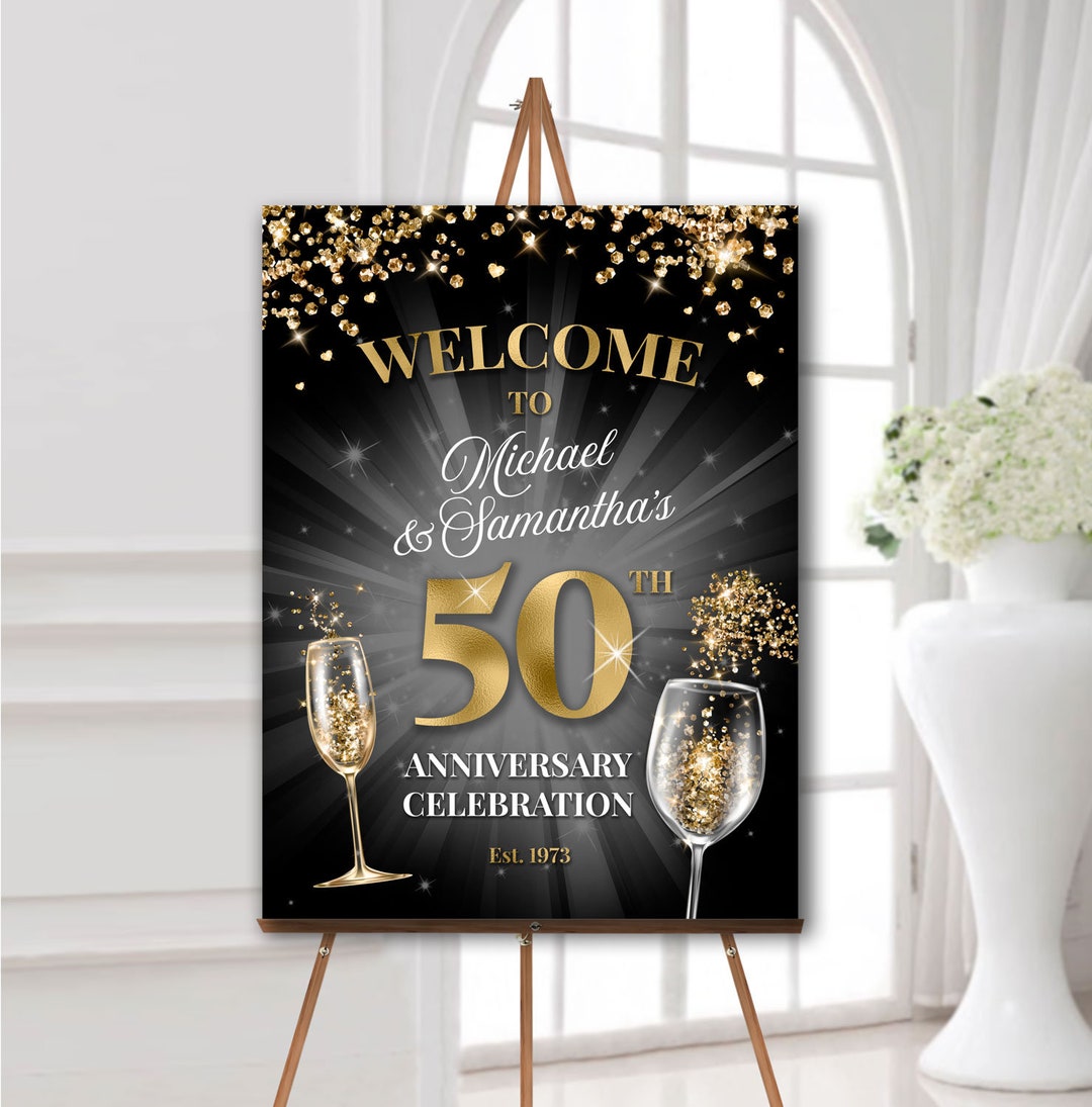 50th Anniversary Welcome Sign Golden Anniversary Sign Any Year ...