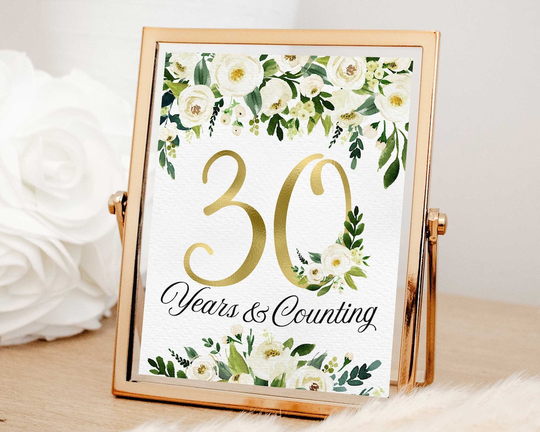 30th Wedding Anniversary Sign Printable Happy Anniversary Poster ...