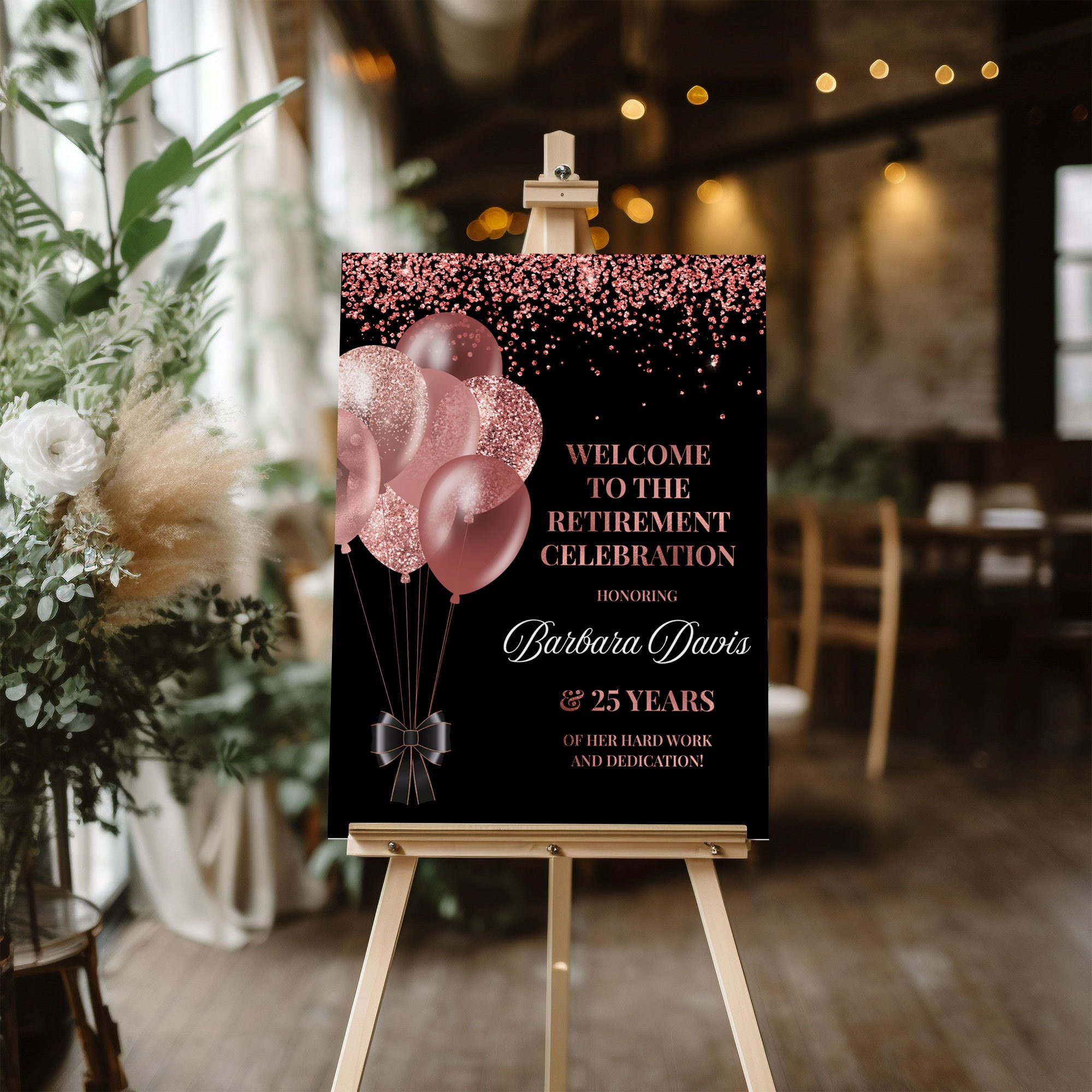 Rose Gold Retirement Welcome Sign, Retirement Celebration Board ...