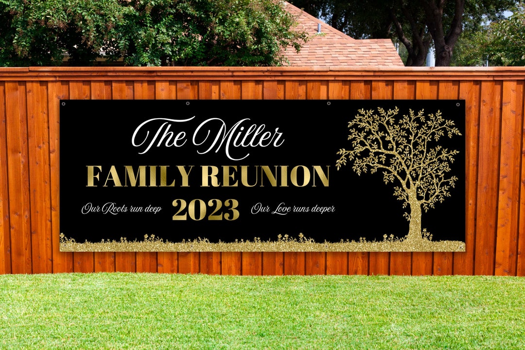 Family Reunion Banner Outdoor Family Reunion Decorations Black and Gold ...