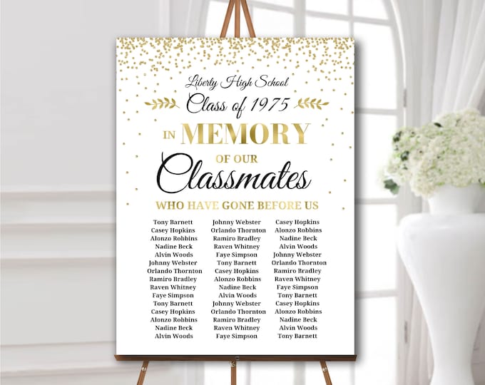 In Memory for Class Reunion, in Memory of Classmates Sign, in Memory of ...