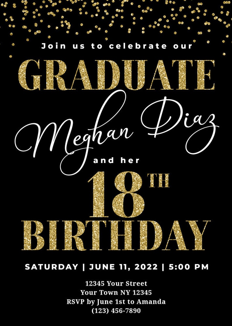 High school graduation and 18th birthday invitation with | Etsy