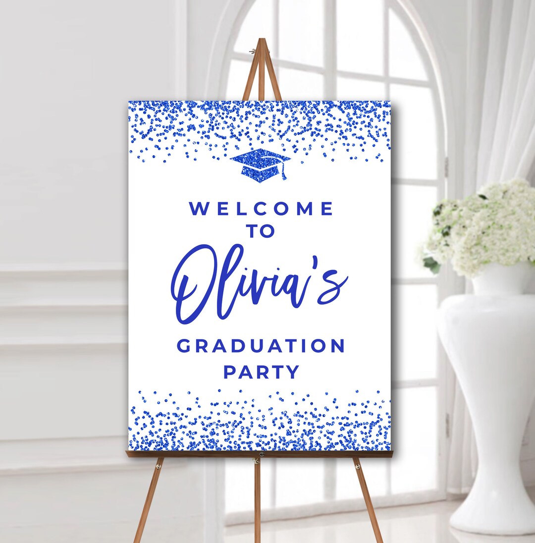 Graduation Welcome Sign Royal Blue Graduation Welcome Poster Boy ...