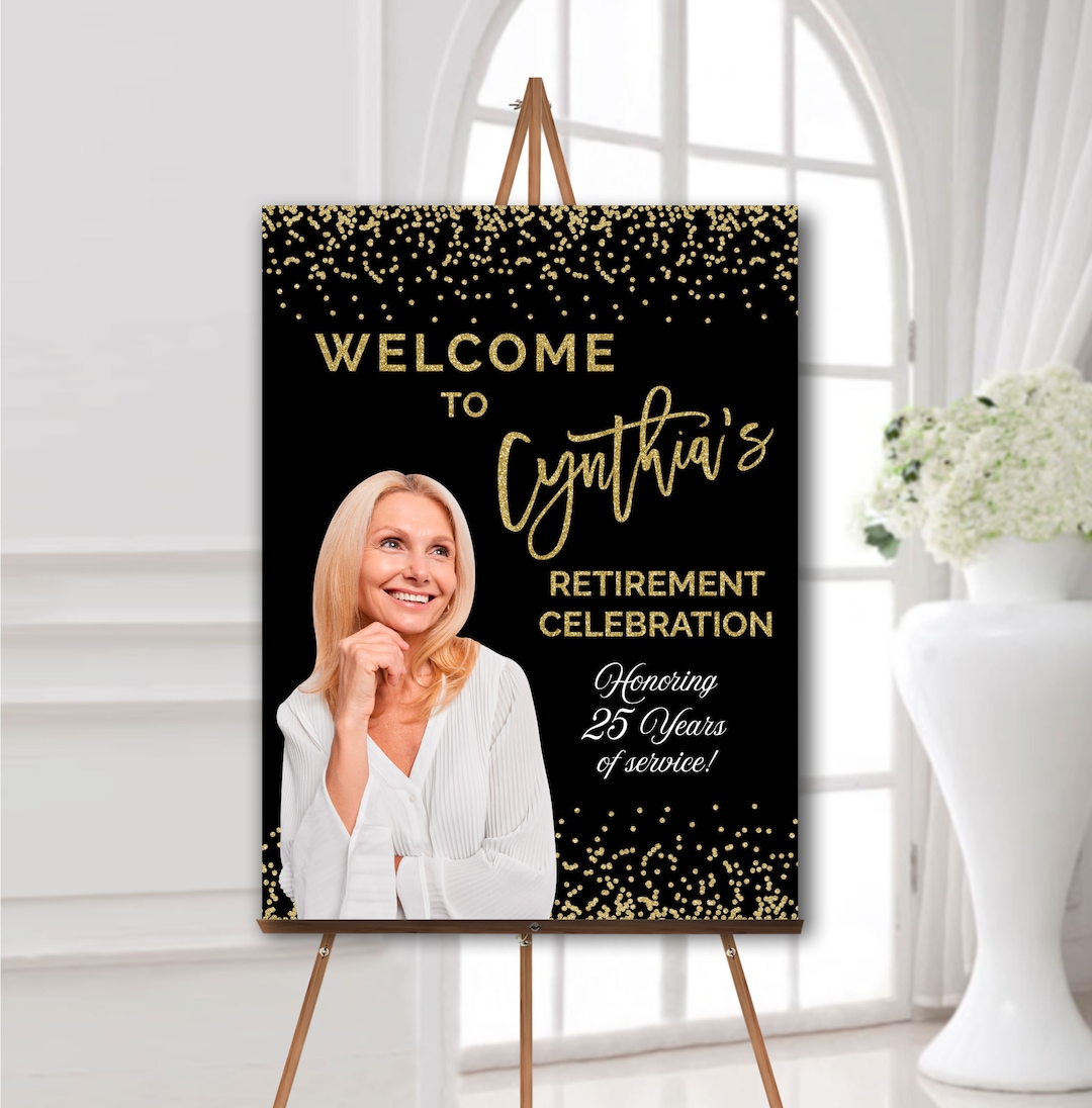 Retirement Party Welcome Sign With Photo, Retirement Celebration, Foam ...