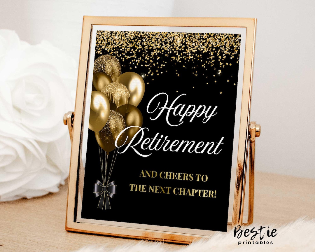 Happy Retirement and Cheers to the Next Chapter Sign, Retirement Party ...