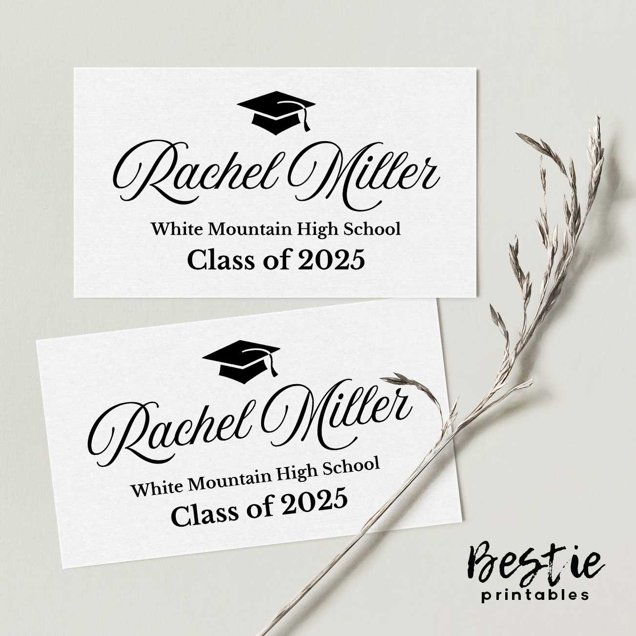 Card Template Graduation Name Inserts EDITABLE Graduation Name Card