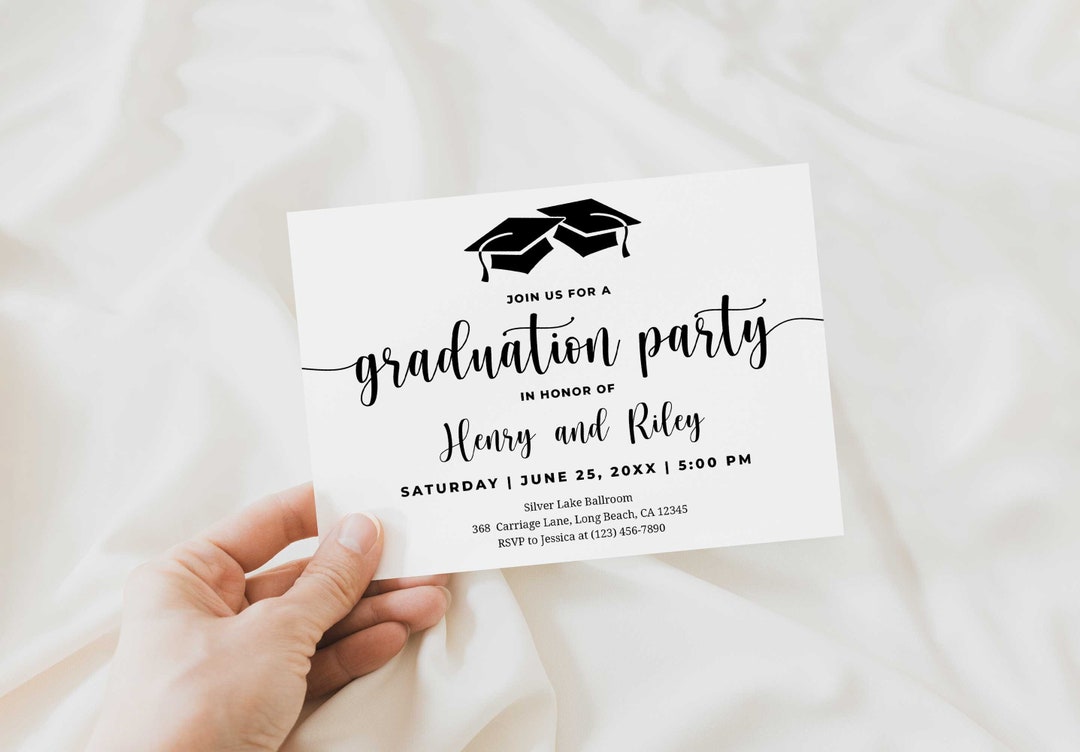 Graduation Invitation for Twins Combined Party Graduation Invitations ...