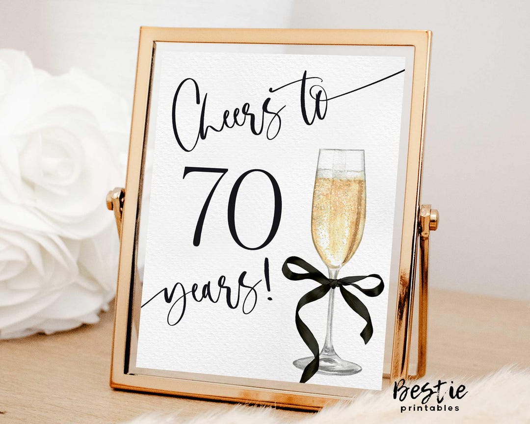 Cheers to 70 Years Sign, 70th Birthday Party Sign, 70th Anniversary ...