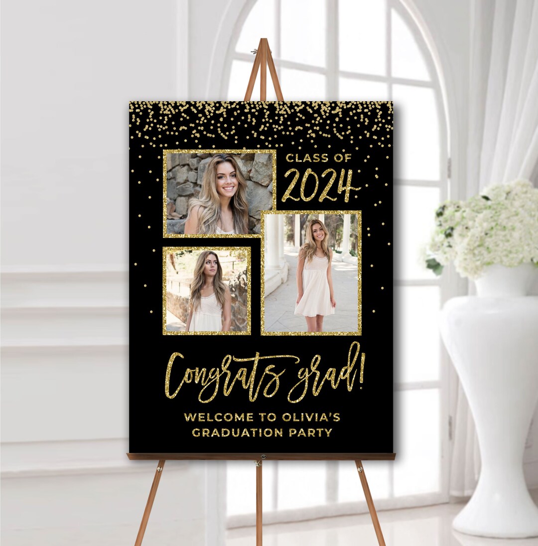 Graduation Party Welcome Sign With Picture, Graduation Photo Collage ...