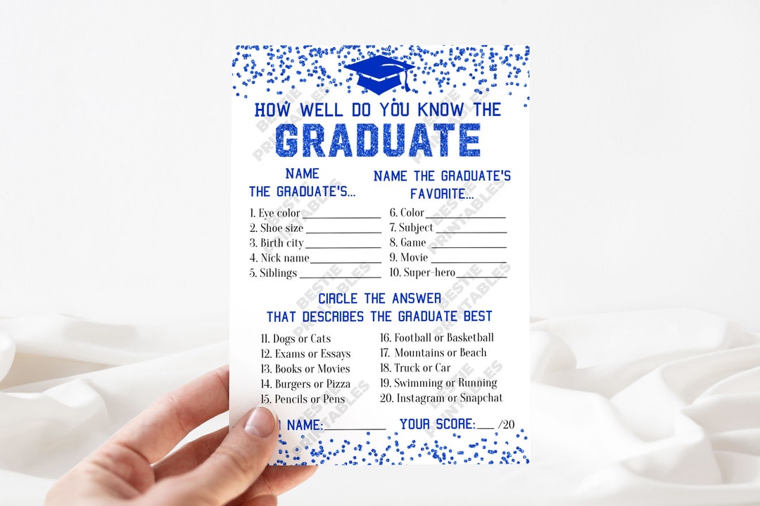 Graduation Party Game Boy Printable Graduation Game Cards How Well Do ...