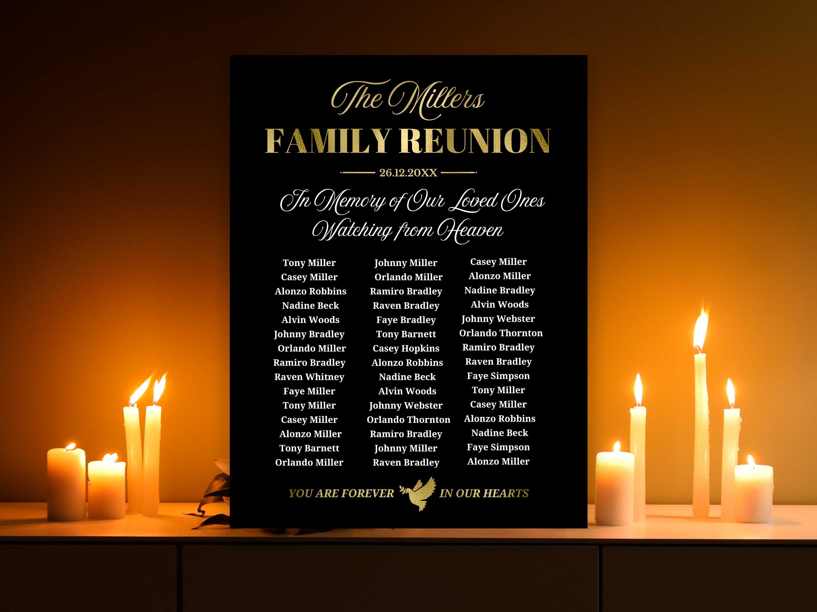 In Loving Memory Board, Memorial Sign With Names, Family Reunion ...