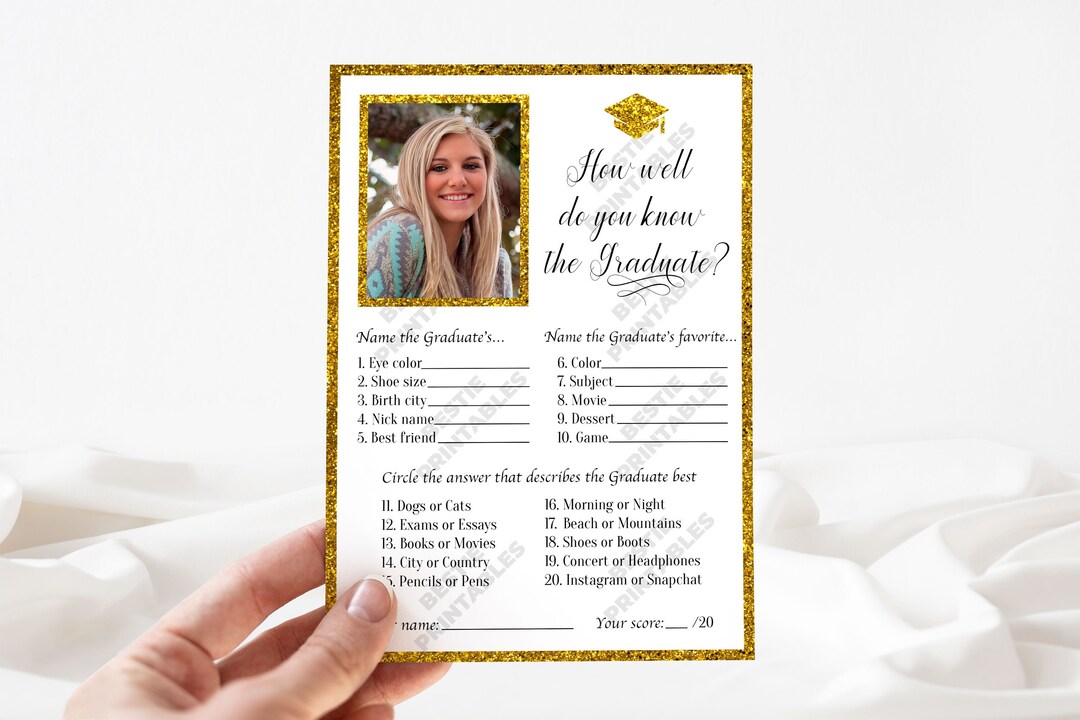 Graduation Game Card With Photo Graduation Game With Picture Graduation ...