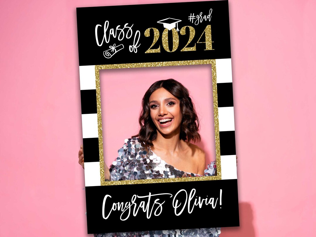 Graduation Photo Booth Frame 2024, Graduation Party Decorations Black ...