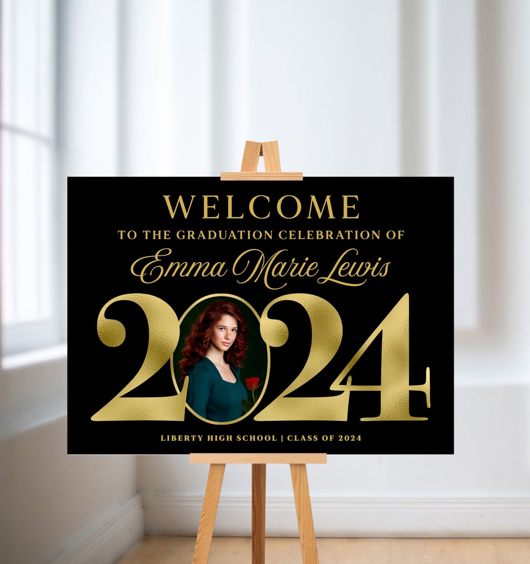 Custom Graduation Welcome Sign 2024, Graduation Party Sign With Photo ...